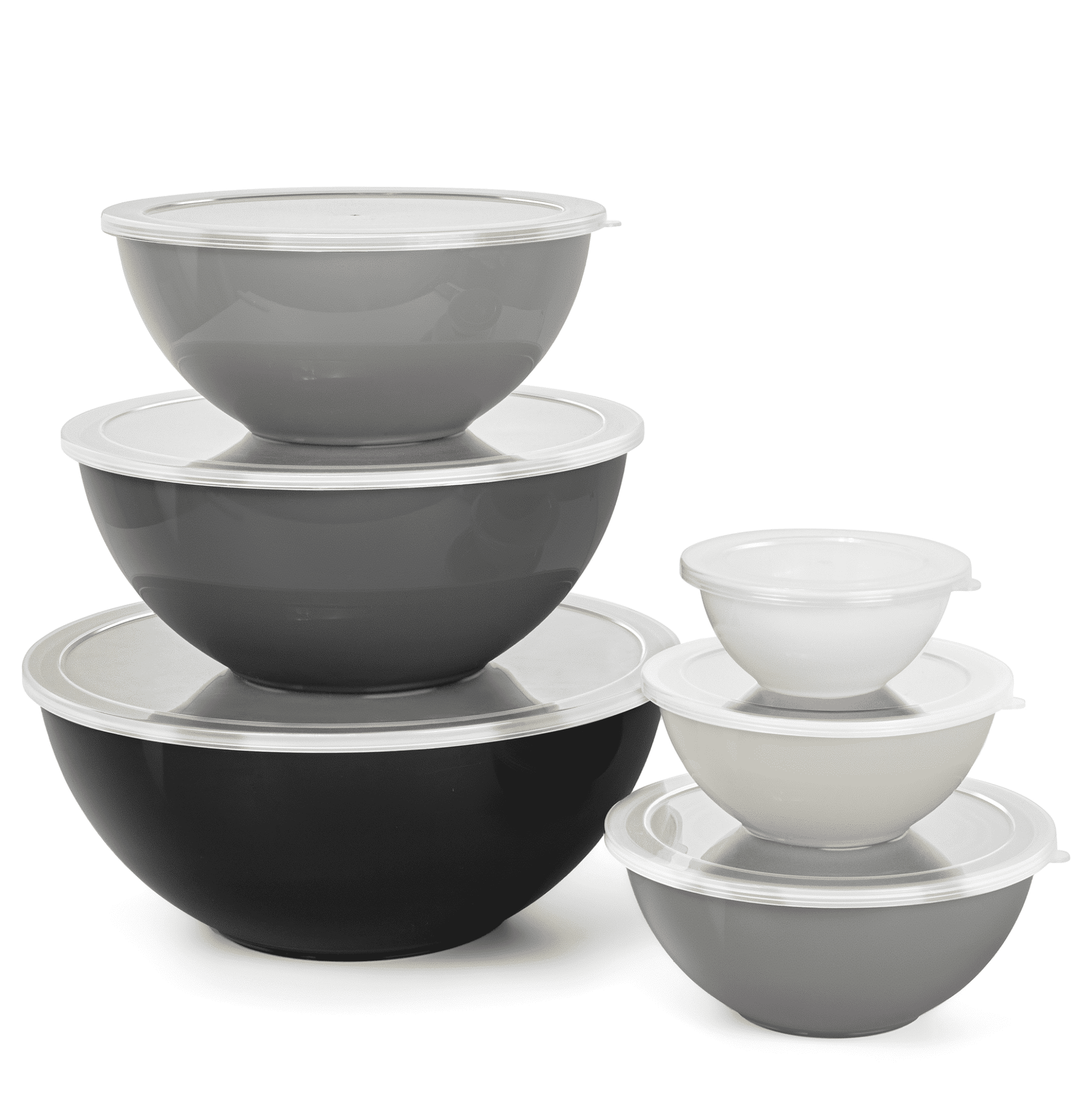 Bowls with Lids Set, 12 Piece Plastic Mixing Bowls Set, Nesting Mixing ...