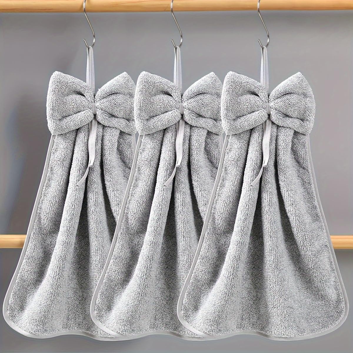 Bownot Hand Drying Towels, Microfiber Coral Velvet Hanging Hand Drying ...