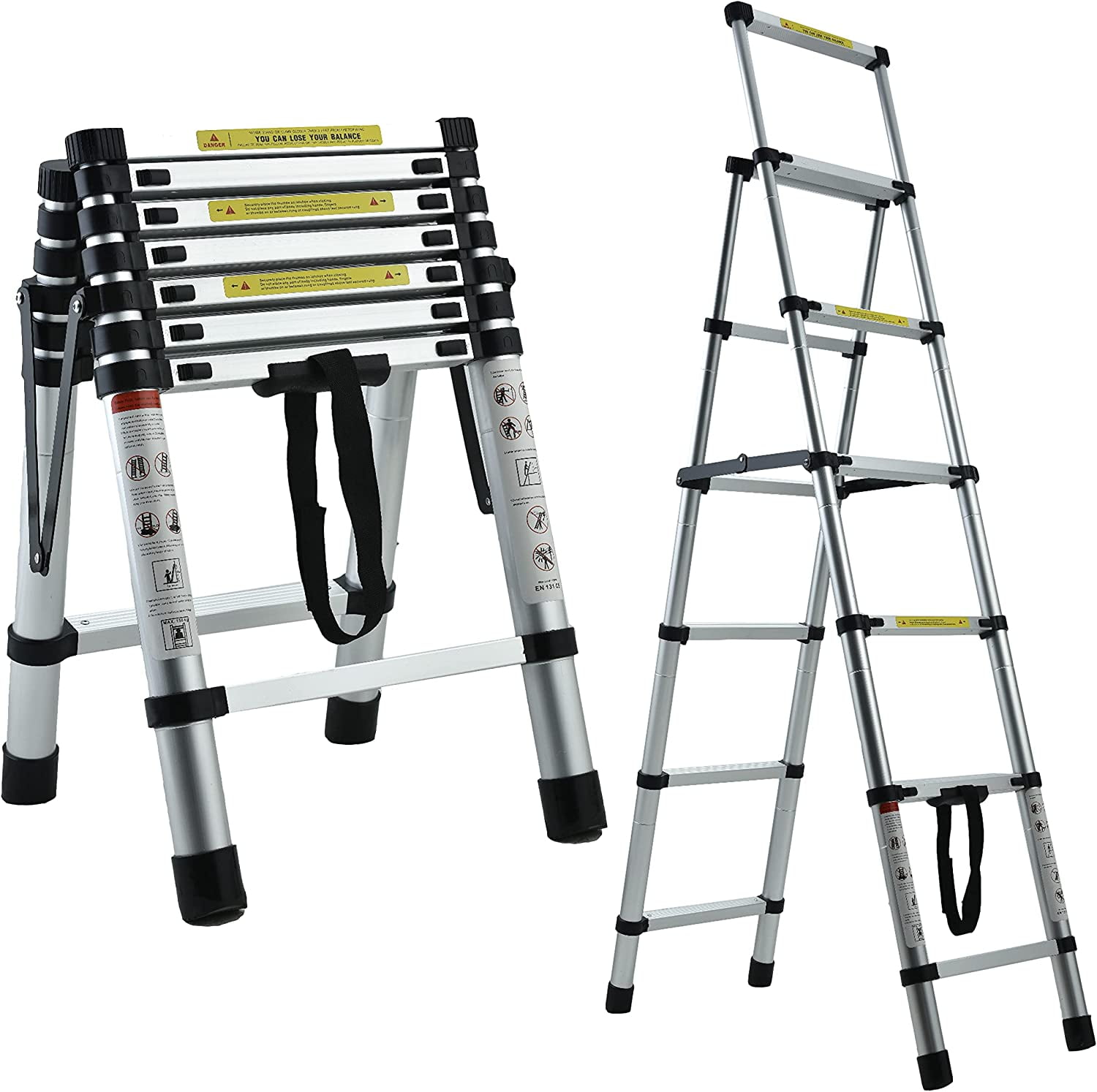 Bowoshen 2.0M - 2.3M 6+7 Steps Ladder,2 Ways Combination With Handrail ...