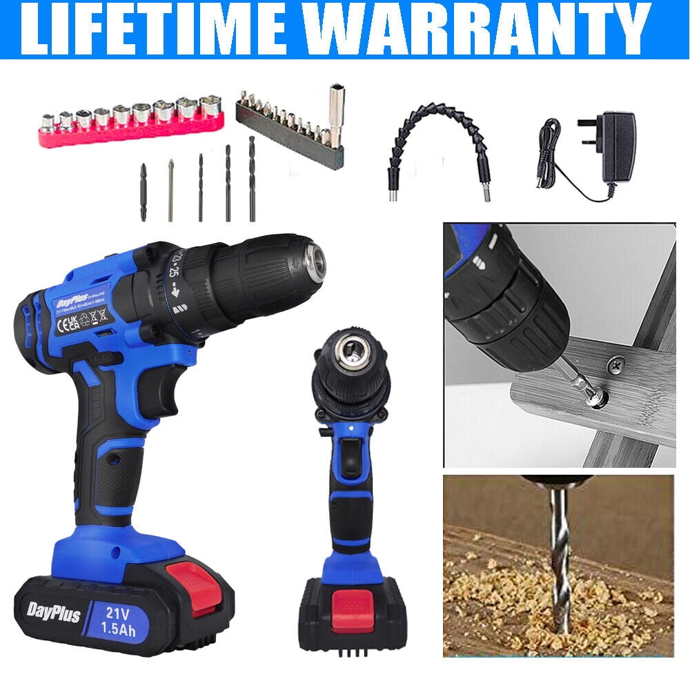 Bowoshen 21-Volt Drill 2 Speed Electric Cordless Drill / Driver with ...