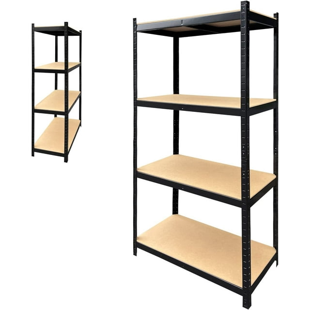 Bowoshen 4-Tier Black Metal Shelving Unit, 63"Hx31"Wx16"D, Adjustable ...