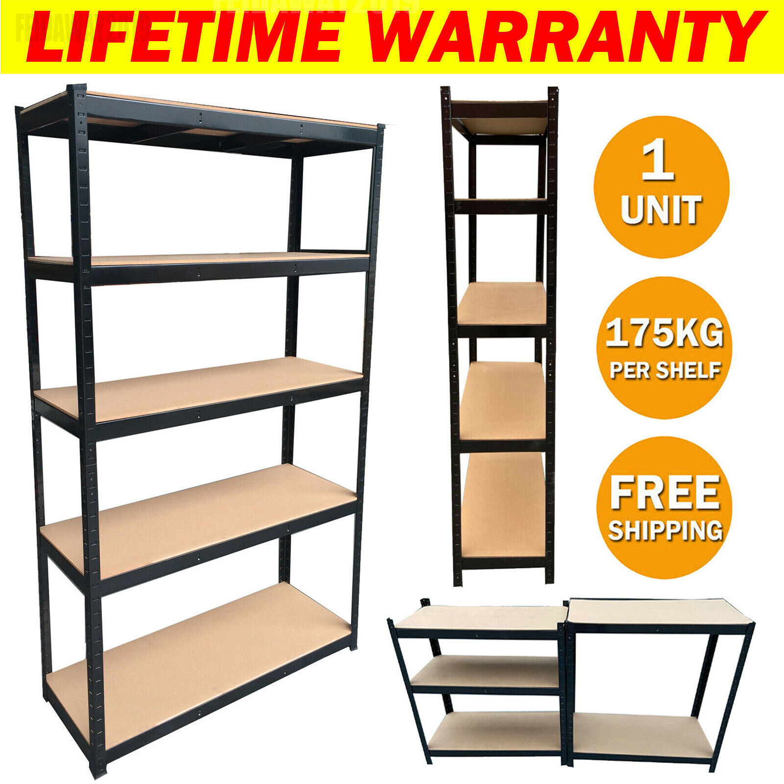 Bowoshen 5 Level 70" x 35" x 16" Heavy Duty Metal Shelving, Racking ...
