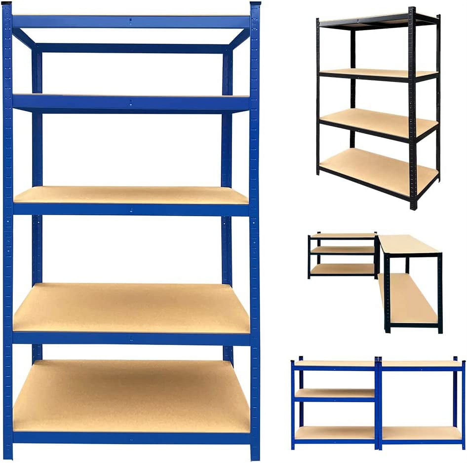 Bowoshen 5-Tier 28" W x 12" D x 59" H - Blue Adjustable Storage ...