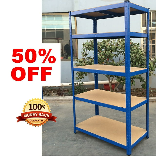 "Bowoshen 5-Tier Heavy Duty Metal Shelving, 59""x28""x12"", Blue, 330LB ...