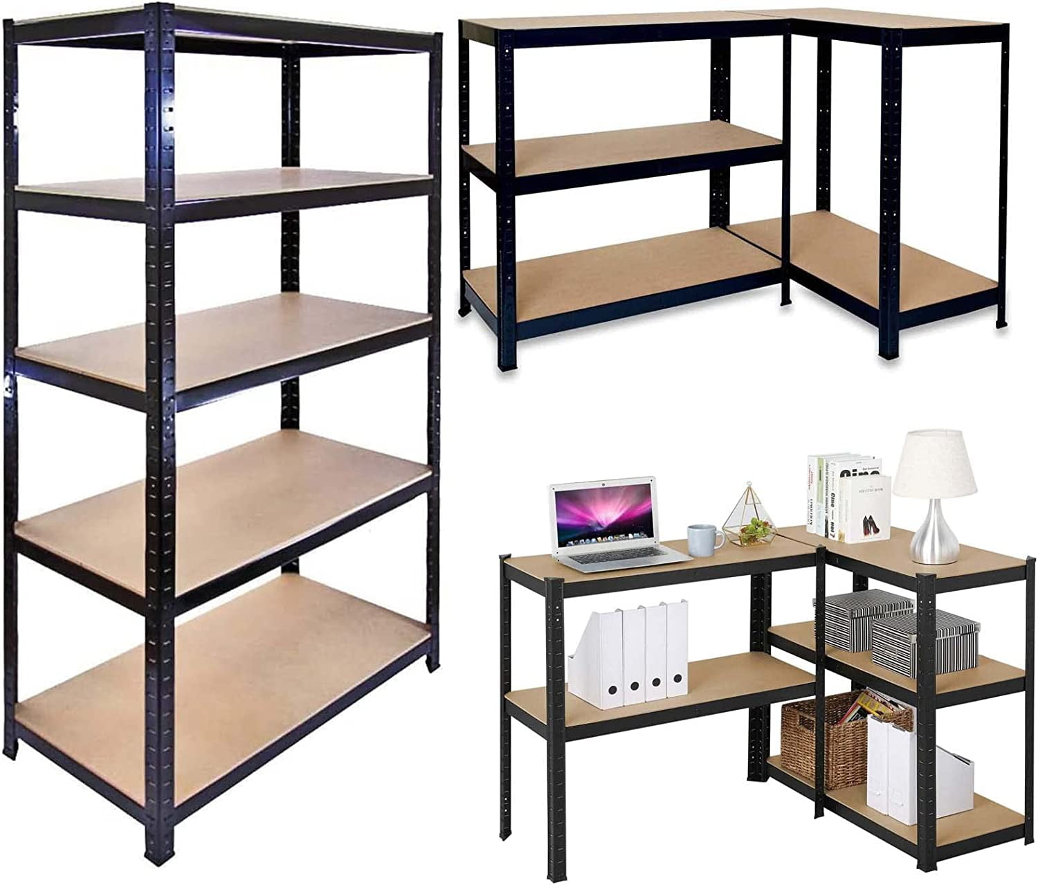 Bowoshen 5-Tier Shelving Unit 59"x28"x12" Shelving for Garages and ...