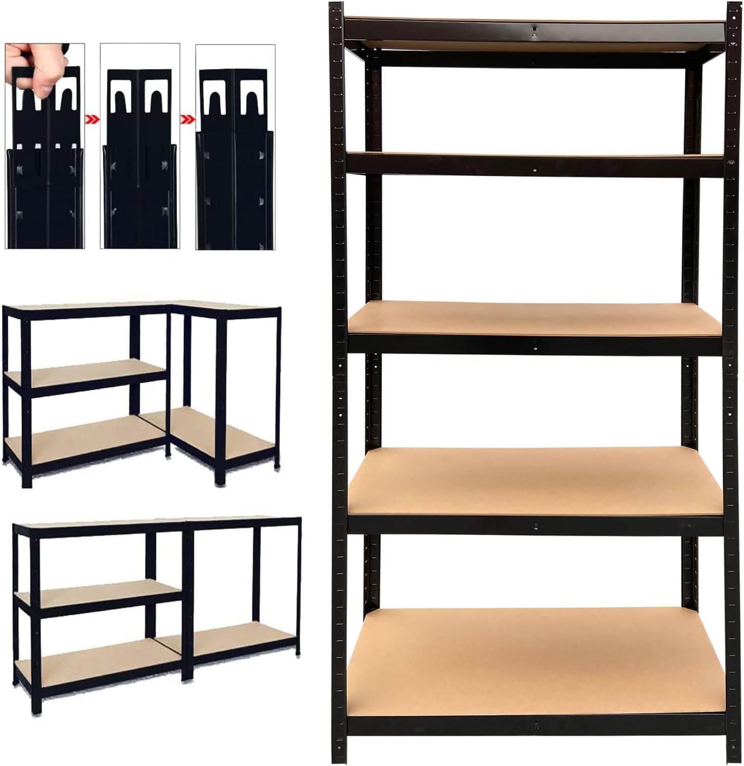 Bowoshen 5 Tier Storage Shelves Heavy Duty Metal Shelving Units,Bolt ...