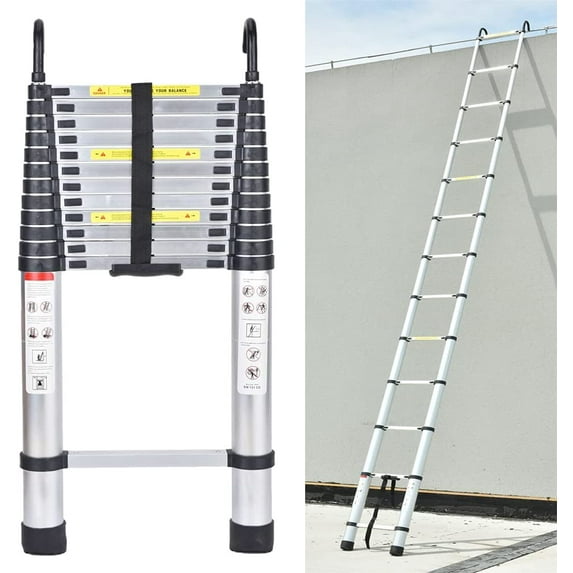 Bowoshen 5M/16.5ft Aluminium Extension Telescopic Ladder Multi-Purpose ...