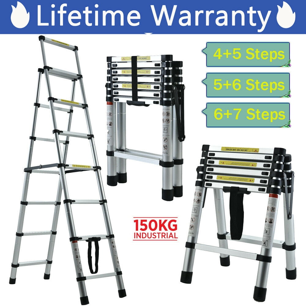 Bowoshen Adjustable, Lightweight Multi-Purpose Aluminum Ladder, 6+7 ...