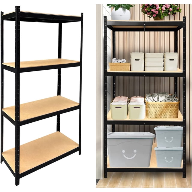 Bowoshen 63" Heavy Duty 4-Tier Adjustable Steel Storage Rack, Bolt-Free ...