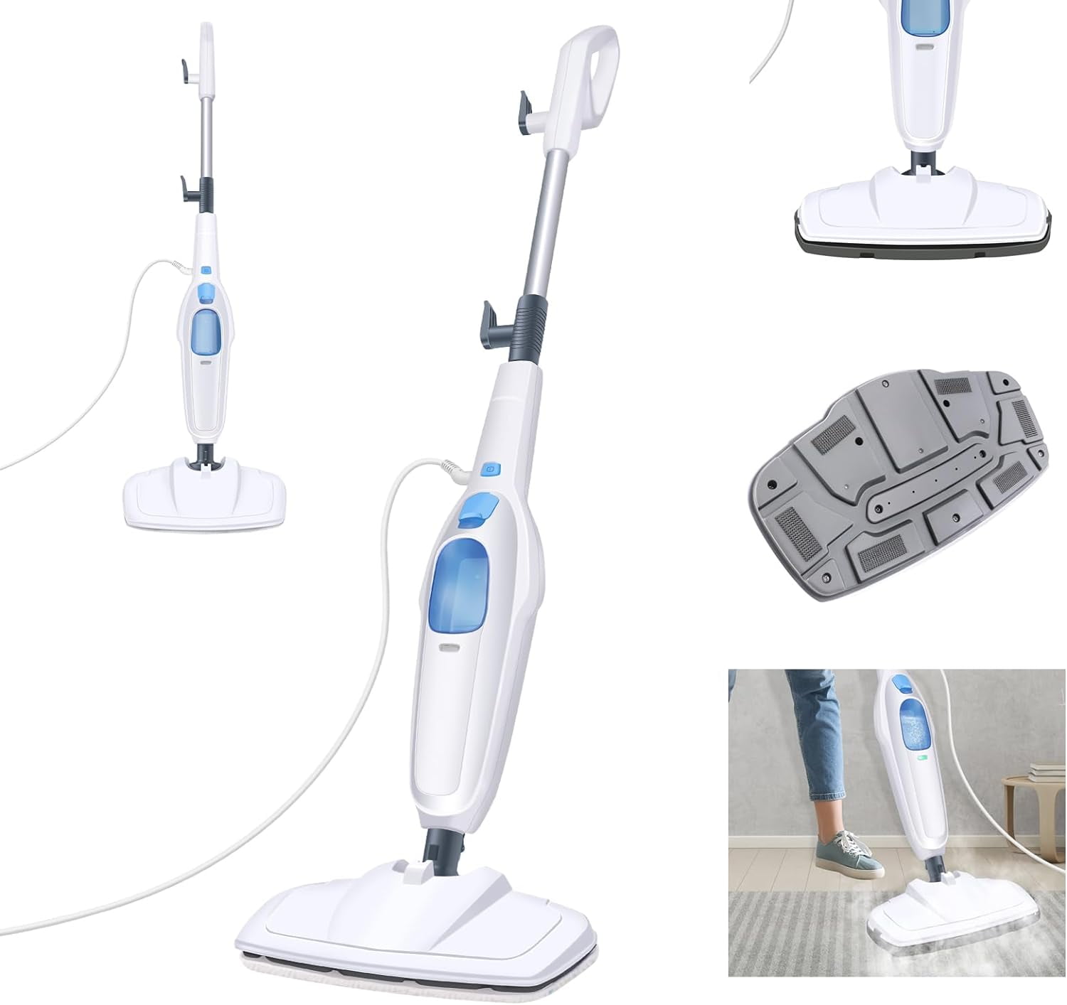 Bowoshen Steam Mop Cleaner with Detachable Handheld Steamer for ...