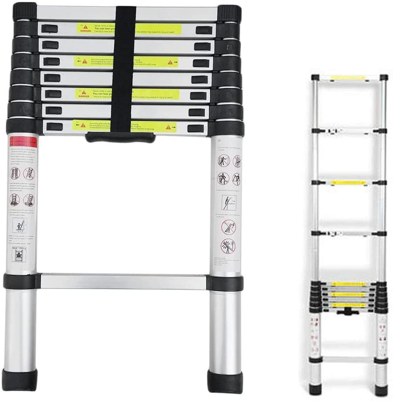 Bowoshen Telescoping Ladder 8.5Ft Aluminum Folding Ladder 330lbs Max ...