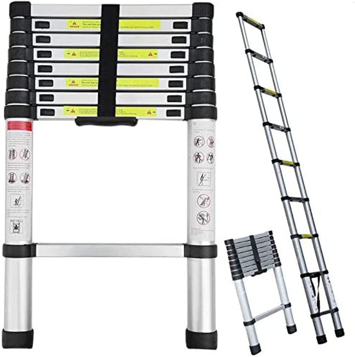 Bowoshen 8.5Ft Adjustable Extendable Aluminum Folding Ladder, Heavy ...