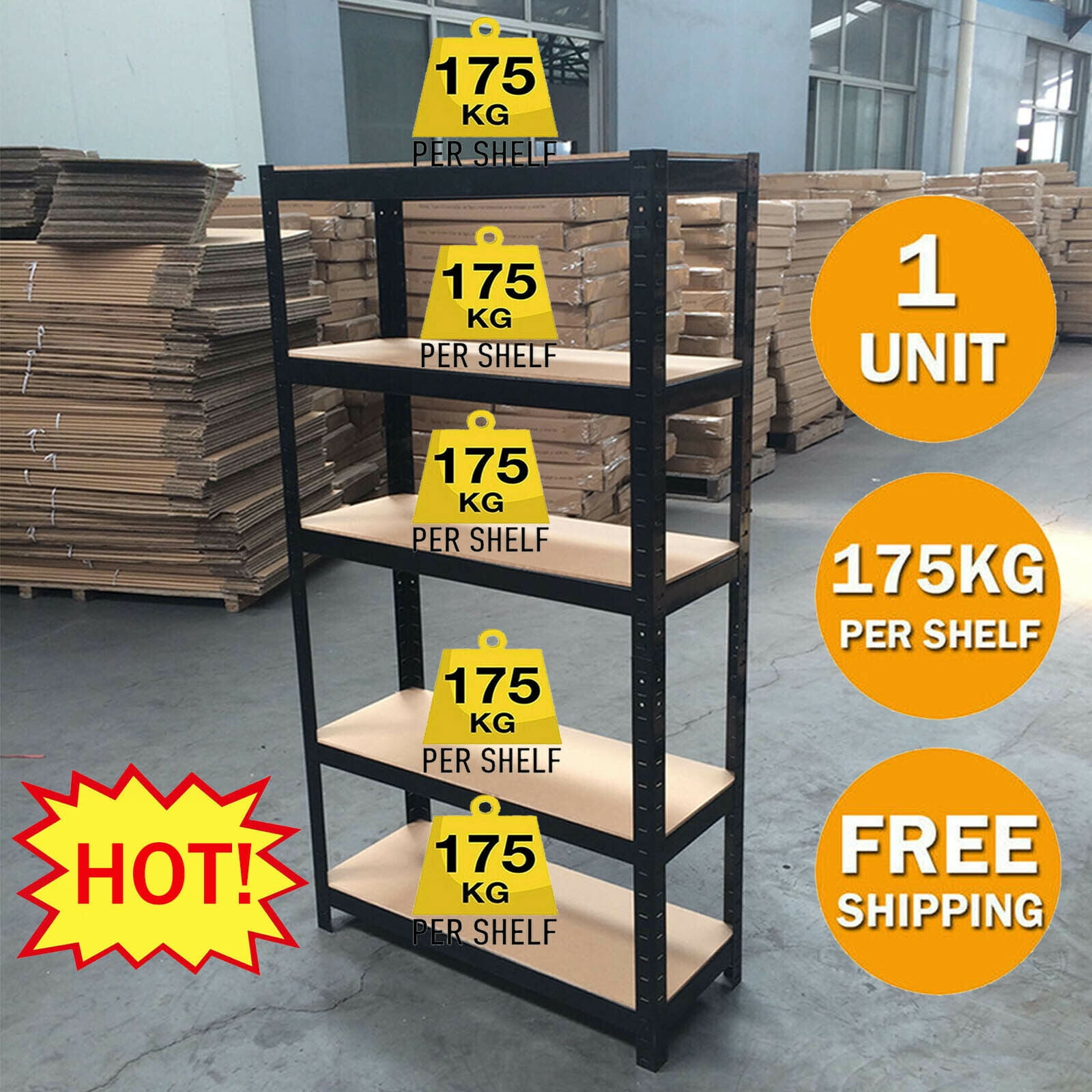 Bowoshen Heavy Duty Large Garage Unit, 5-Tier Steel Shelving Storage ...