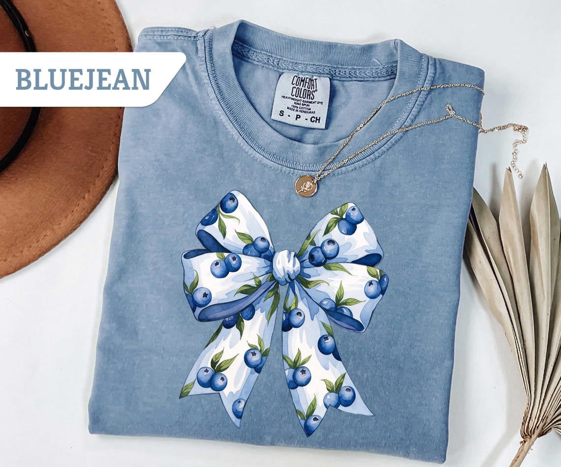 Bows Blueberry Floral Ribbon T-Shirt - Walmart.com