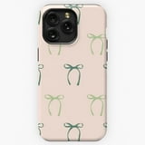 Bows Green Playful Ribbon Pattern iPhone Case 17 through 11 Pro Max ...