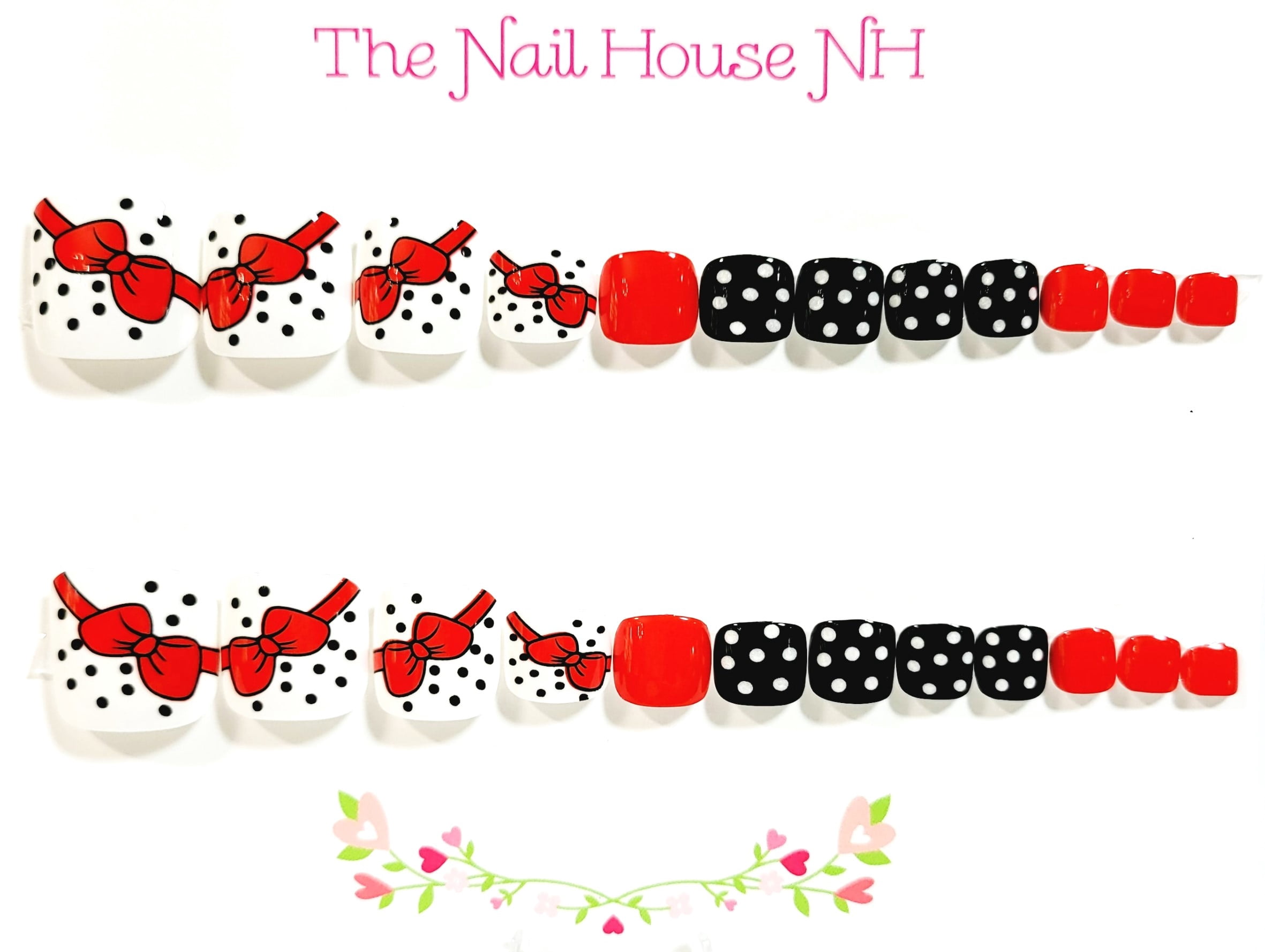 Bows On Her Toes Press-on Toenails by The Nail House NH - 24 Pieces ...