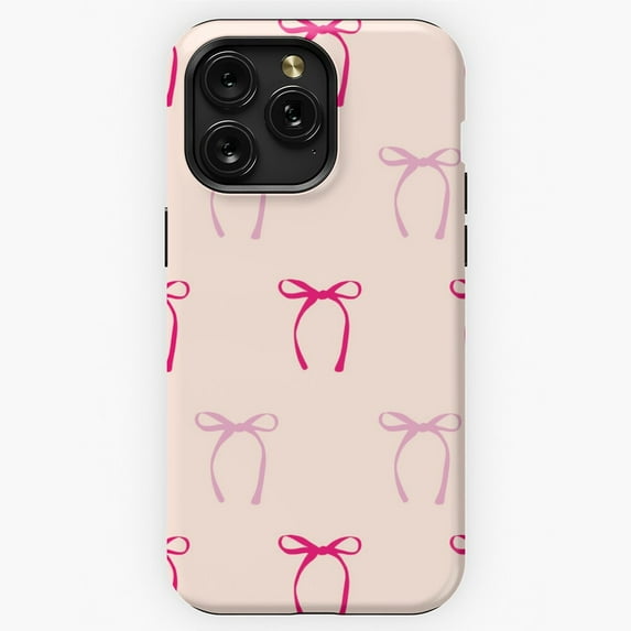 Bows Pink Classic Ribbon Pattern iPhone Case 17 16 15 14 13 12 11 Pro ...