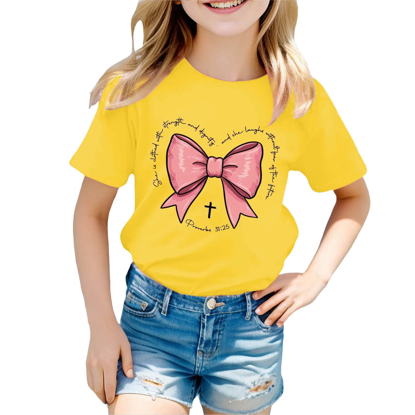 Bows Shirt Girl Trendy T-Shirt Funny Pink Bow Ribbon Oversized Tee Cute ...