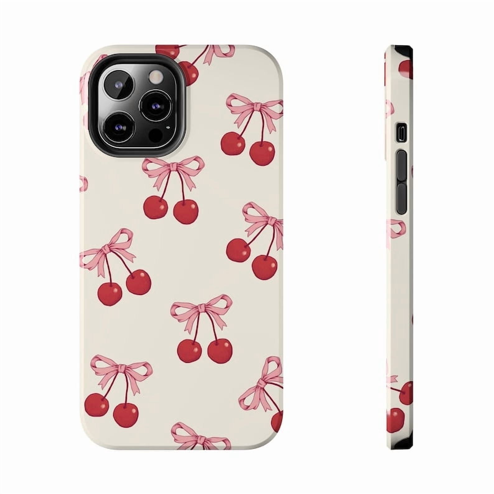 Bows and Cherries Cute Girly H1449 Premium Case for iPhone 17 16 15 14 ...