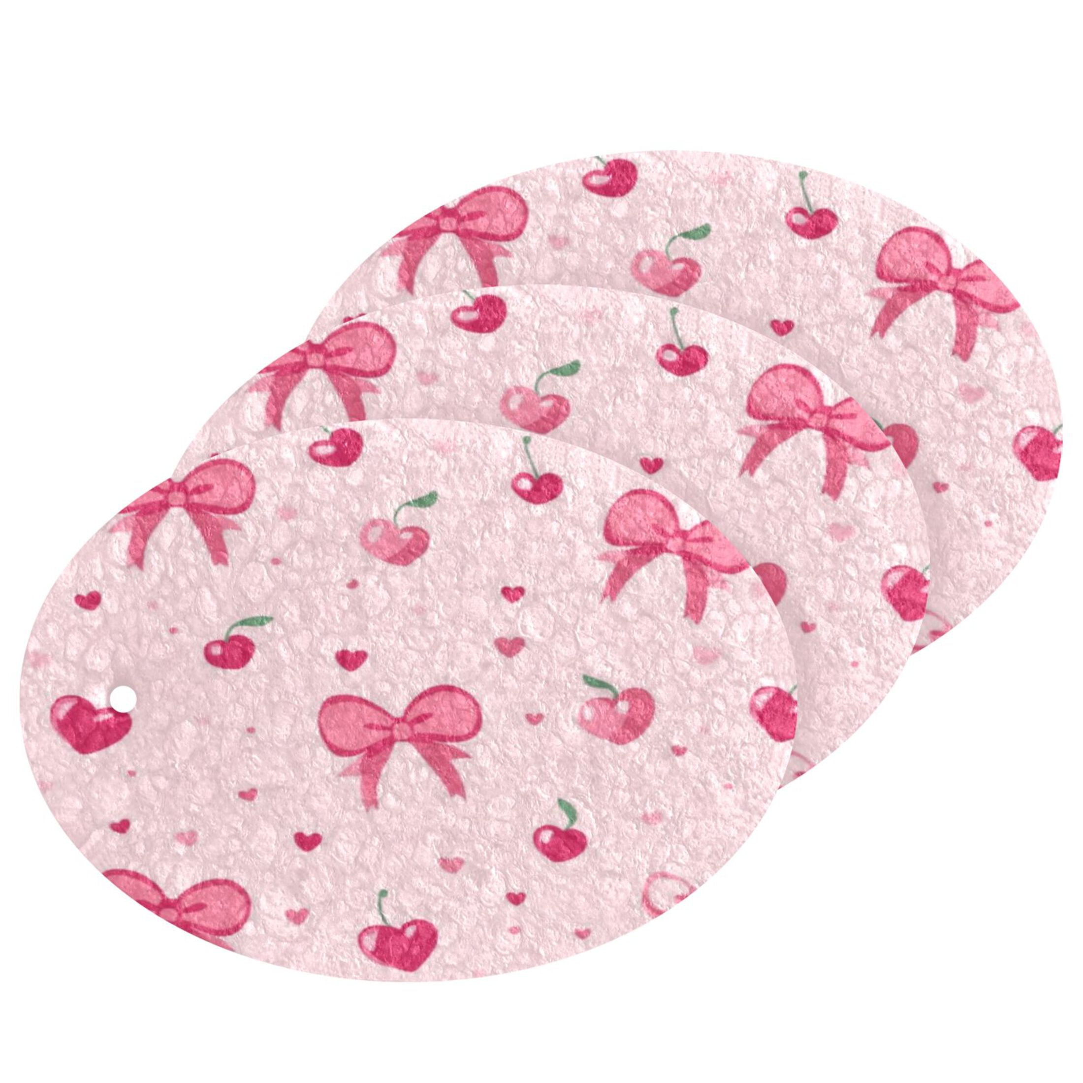 Bows and Hearts Pattern 3 Pack Dish Sponges Bulk Natural Sponges ...