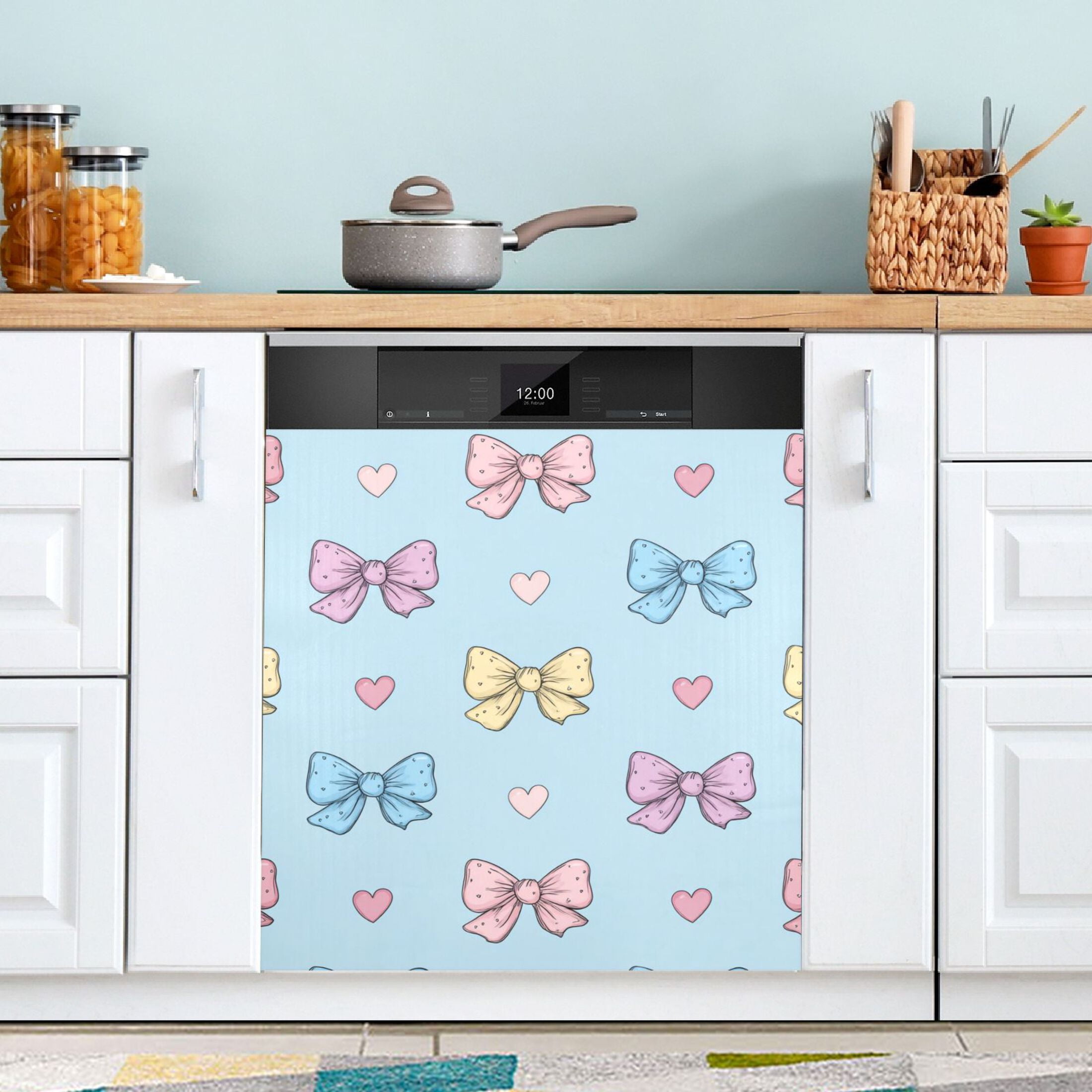 Bows with Hearts Cute Valentine Dishwasher Magnet Refrigerator Magnetic ...