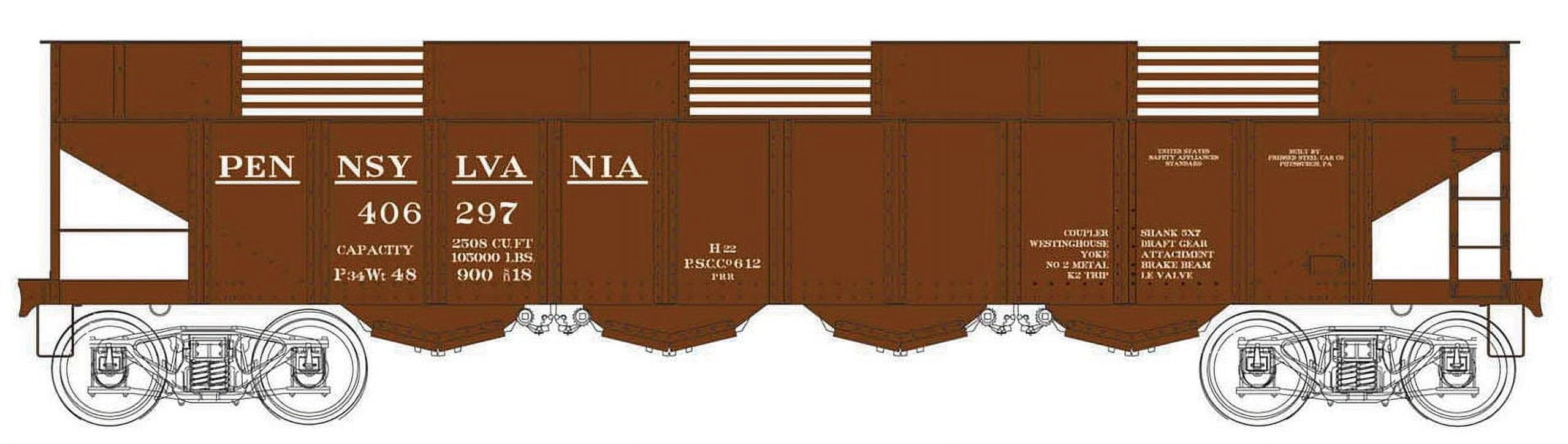 Bowser 41211 HO Pennsylvania Railroad H21 4-Bay Hopper with Clamshell ...