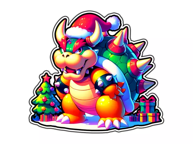 Bowser Festive Christmas Holiday Waterproof Sticker Phone Decal Water ...