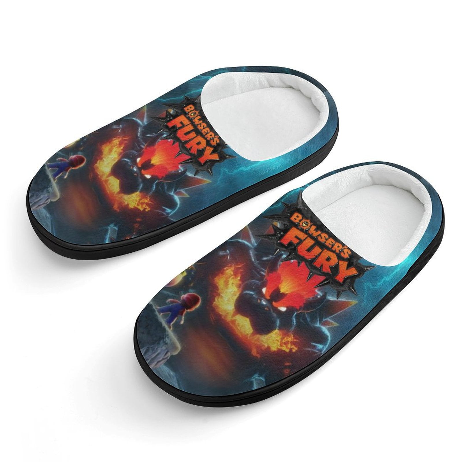 Bowser Fury Fluffy House Cotton Slippers Memory Foam Suede Slippers ...