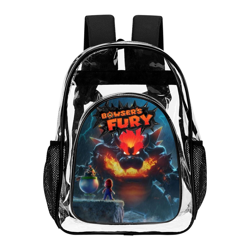 Bowser Fury Transparent Backpack With Mesh Bag Shoulder Bags Laptop ...