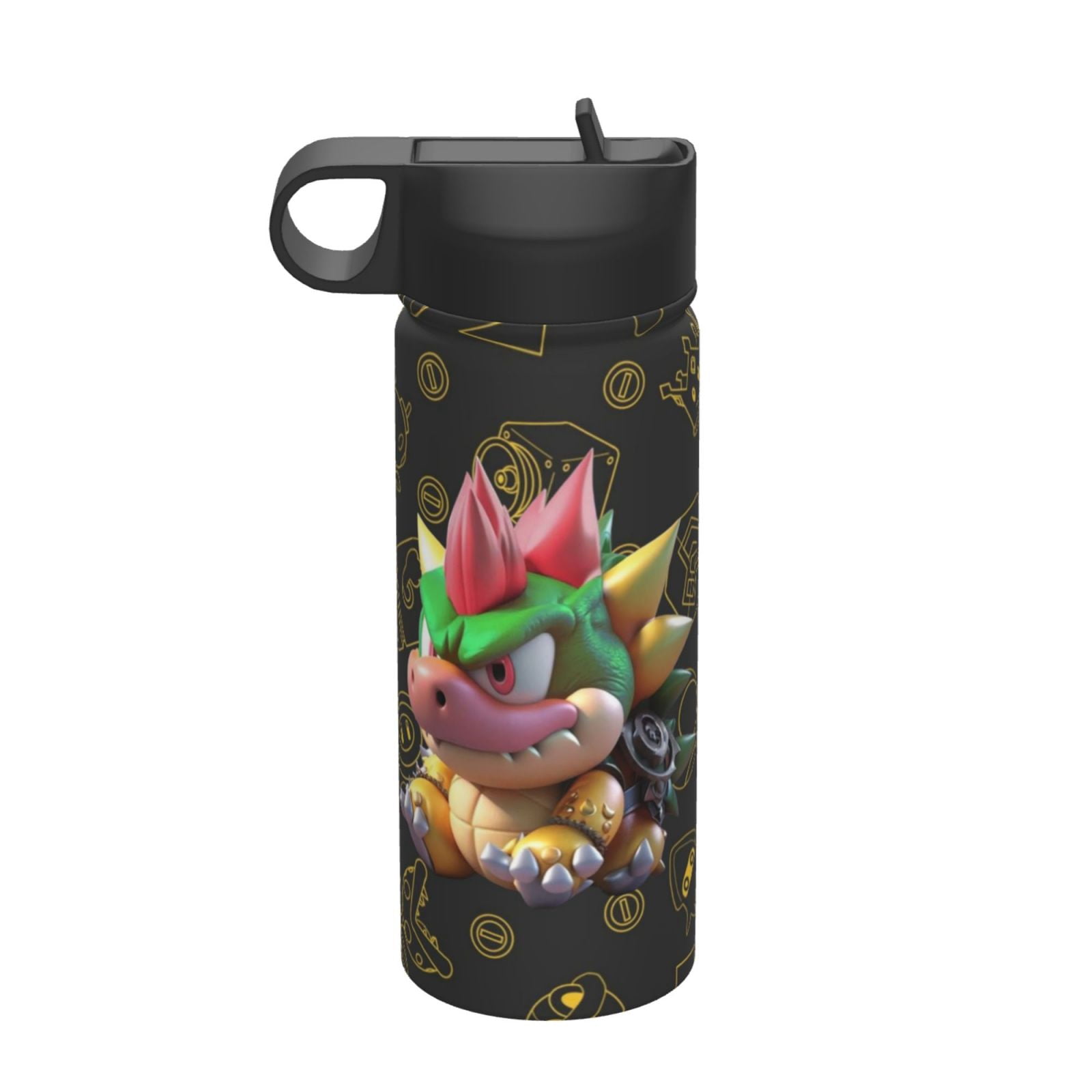 Bowser Insulated Water Bottle with Straw Lid, 18 oz Double Wall Vacuum ...