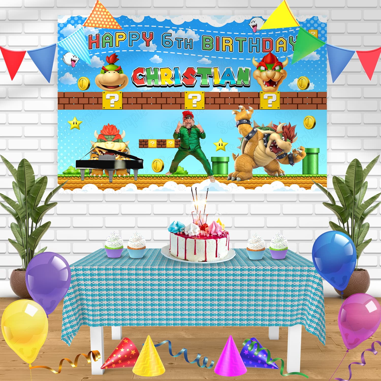 Bowser Jack Black Bn Birthday Banner Personalized Party Backdrop ...