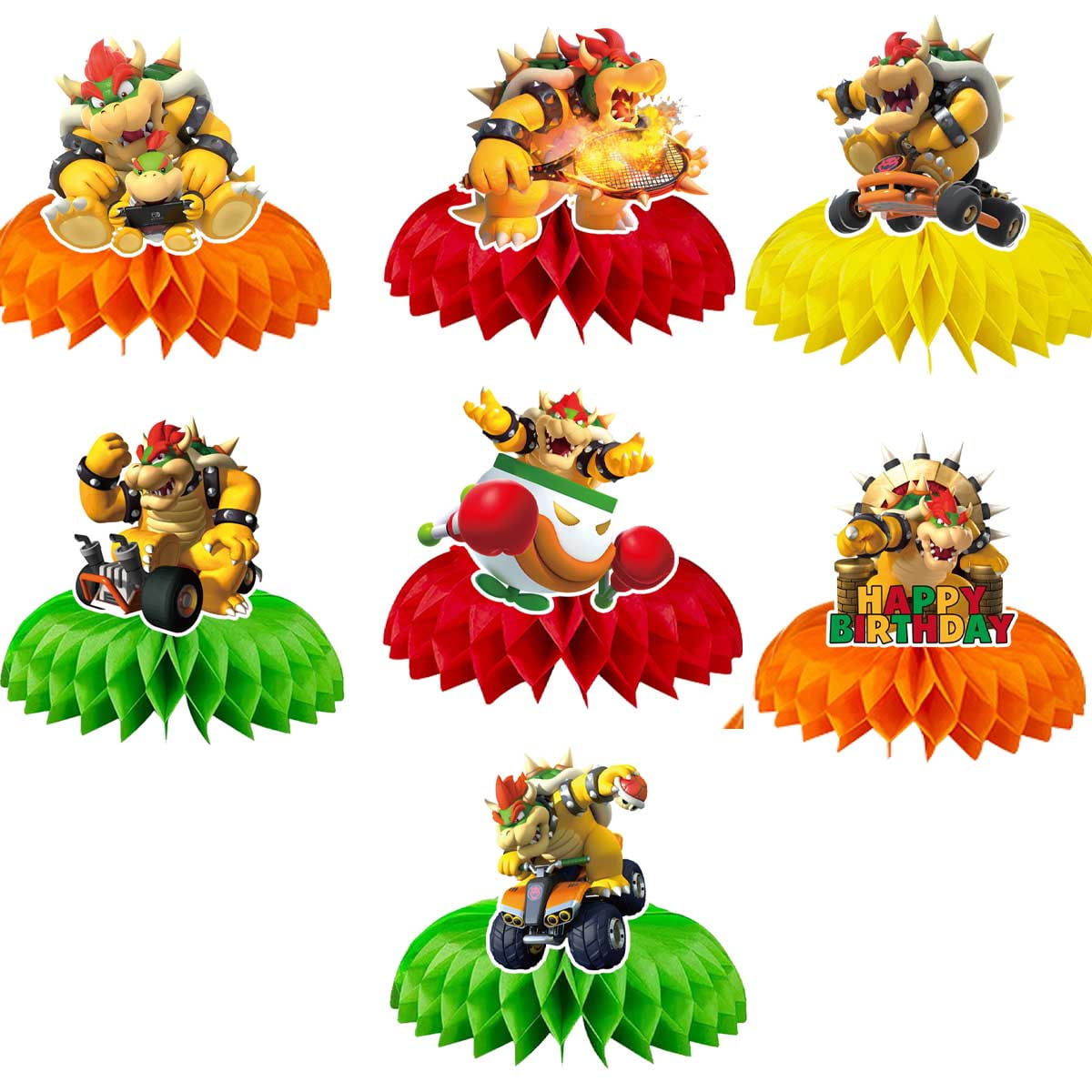 Bowser King Koopa Centerpieces Honeycomb Table Toppers Decorations for ...