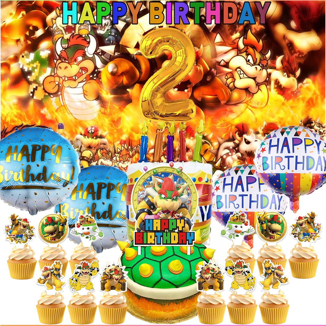 Bowser King Koopa Party Supplies Decor 2nd Kit Balloons Birthday Cake ...