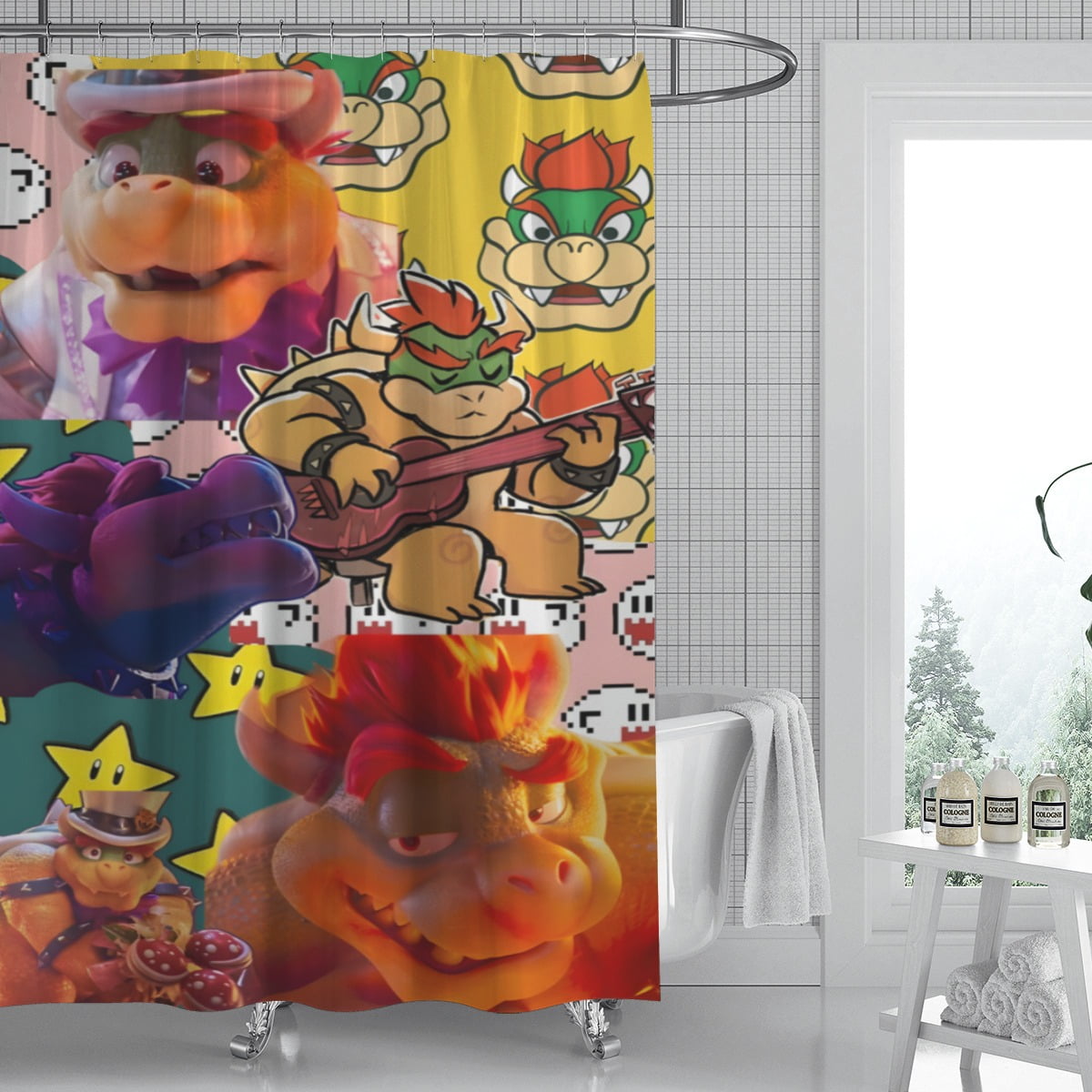 Bowser King Koopa shower curtain showcases an iconic artwork, is ...