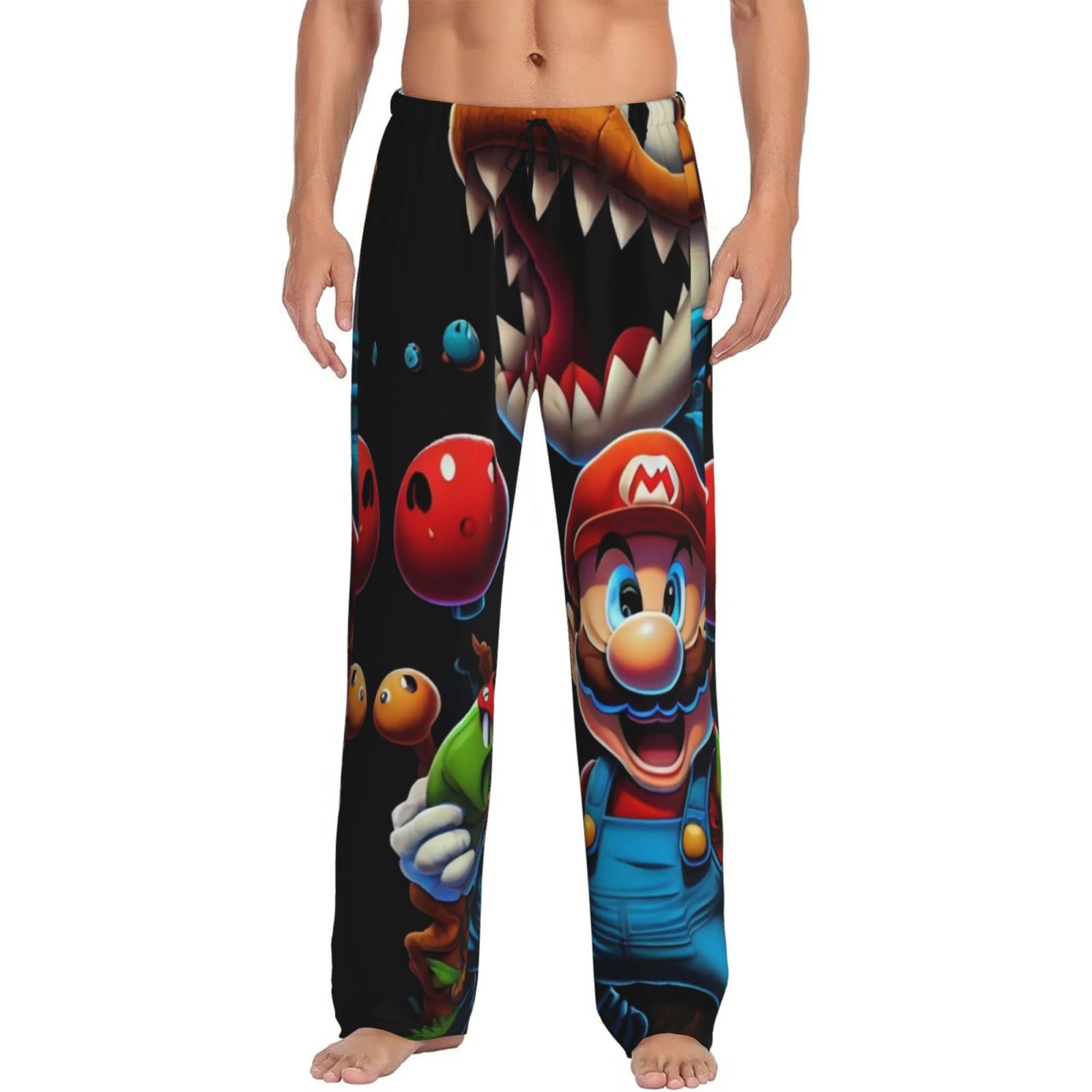 Bowser Men's pajama pants with drawstring waistband pockets, casual ...