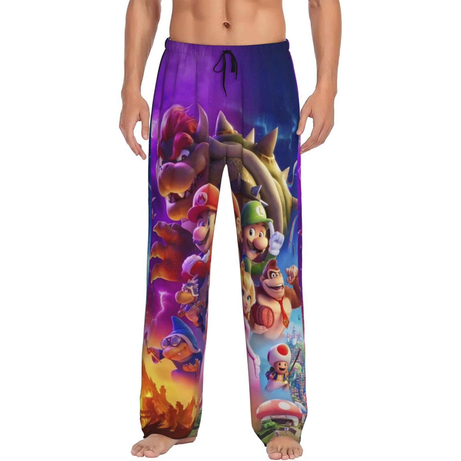 Bowser Men's pajama pants with drawstring waistband pockets, casual ...