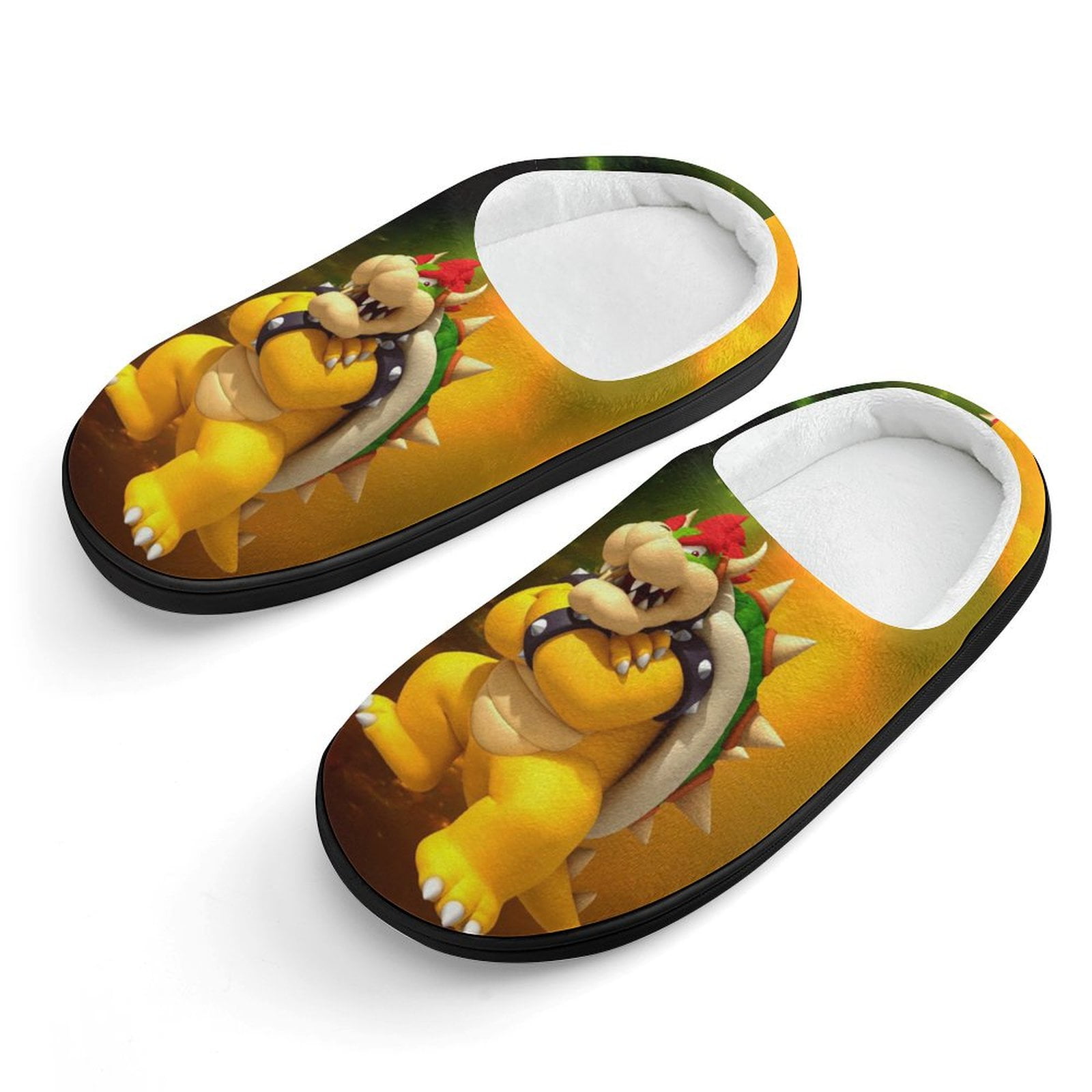 Bowser Star Fluffy House Cotton Slippers Memory Foam Suede Slippers ...