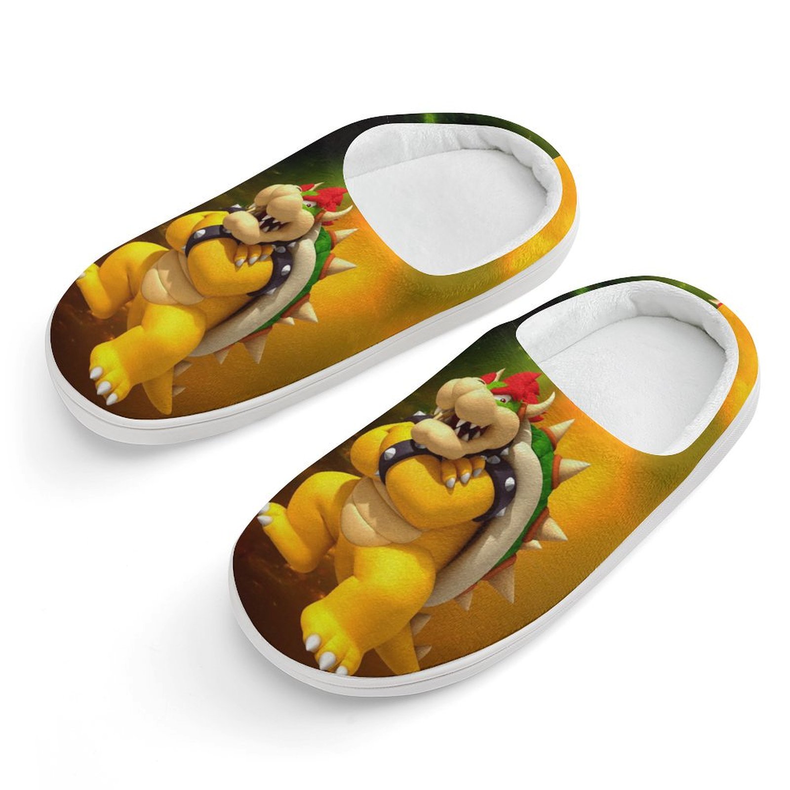 Bowser Star Fluffy House Cotton Slippers Memory Foam Suede Slippers ...