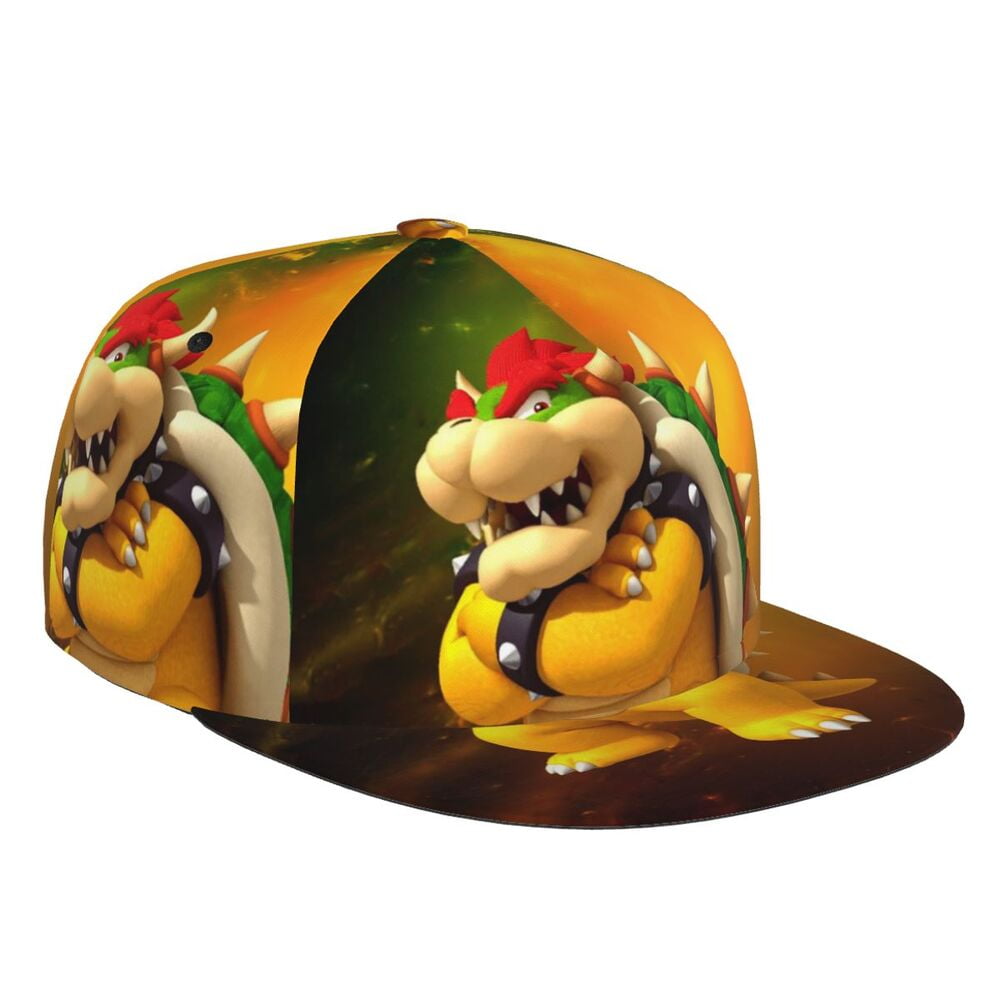 Bowser Star Unisex Flat Brim Cap Fashion Adjustable Fitted Hat Baseball ...