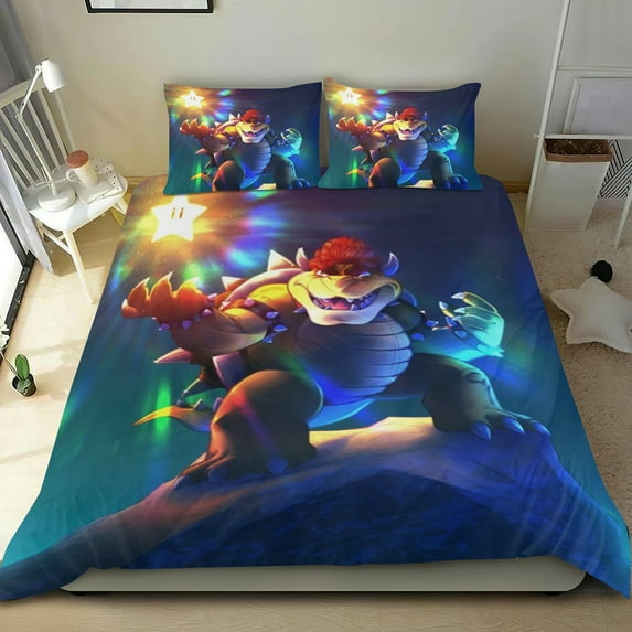 Bowser Themed Bed Sheet Set Three Piece Set 78x86 In ches Comfortable ...