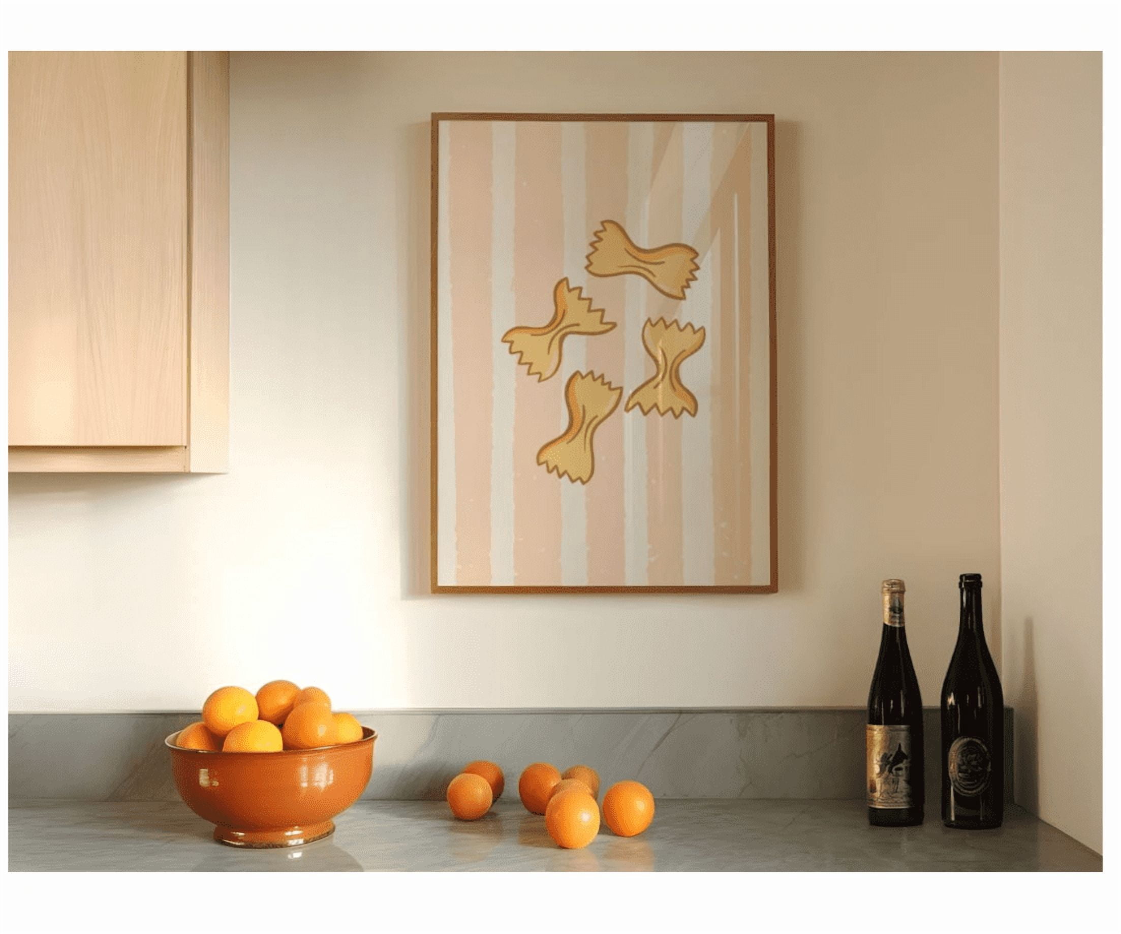 Bowtie Farfalle Pasta Art Print Fun Kitchen Wall Decor Farfalle Playful ...