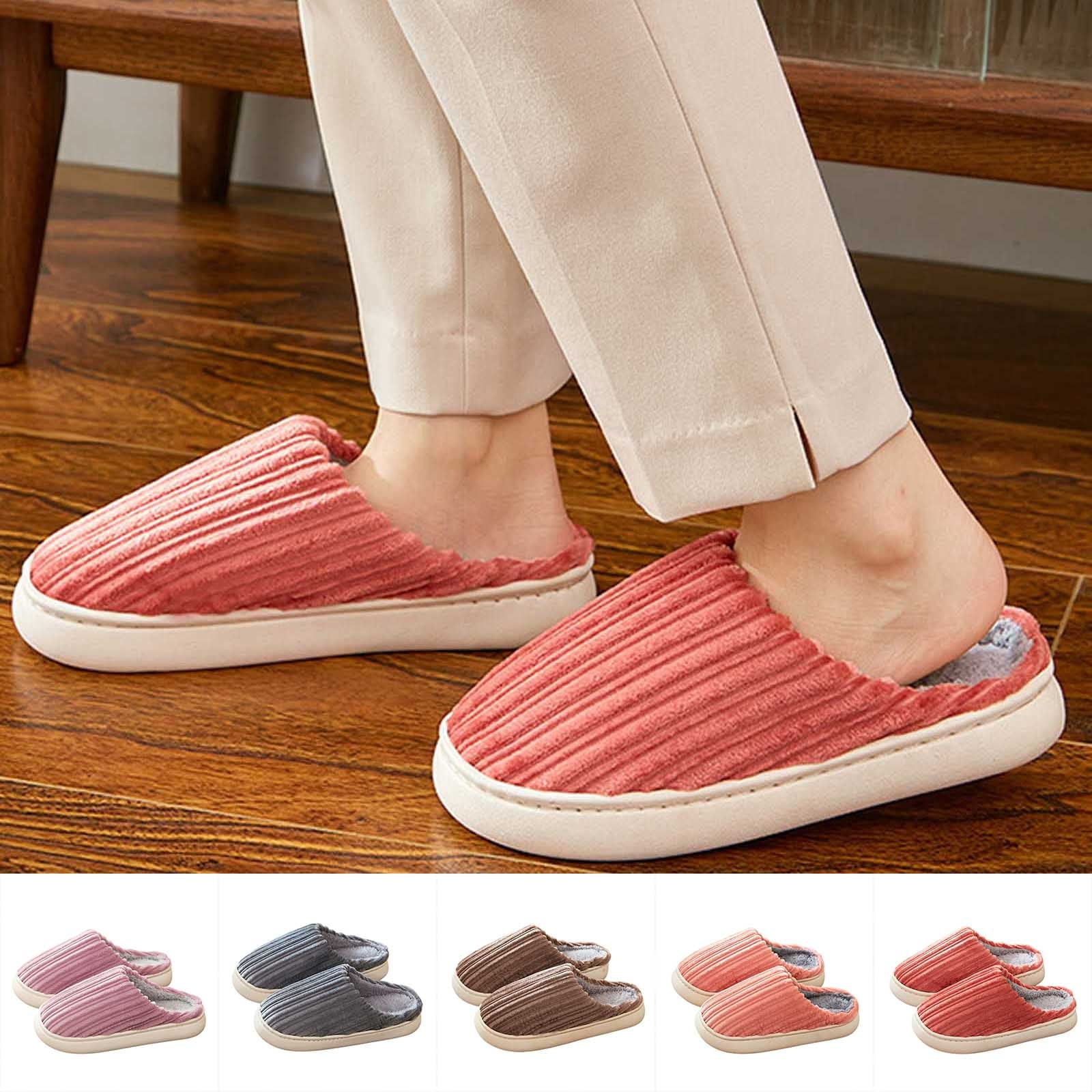 Bowtie Fuzzy Scuff Slippers Womens Soft Comfy Memory Foam Non-Slip ...