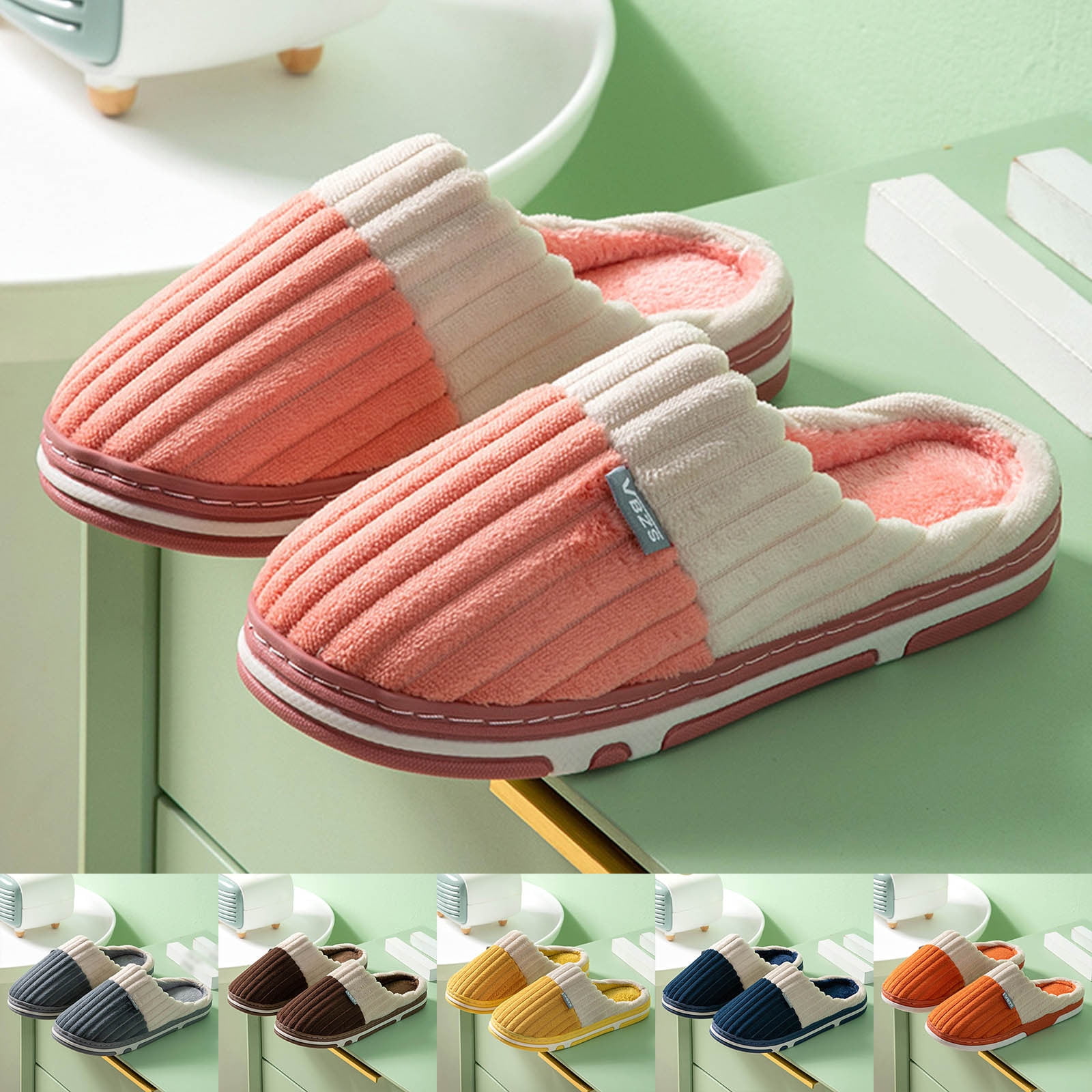 Bowtie Fuzzy Scuff Slippers Womens Soft Comfy Memory Foam Non- Indoor ...