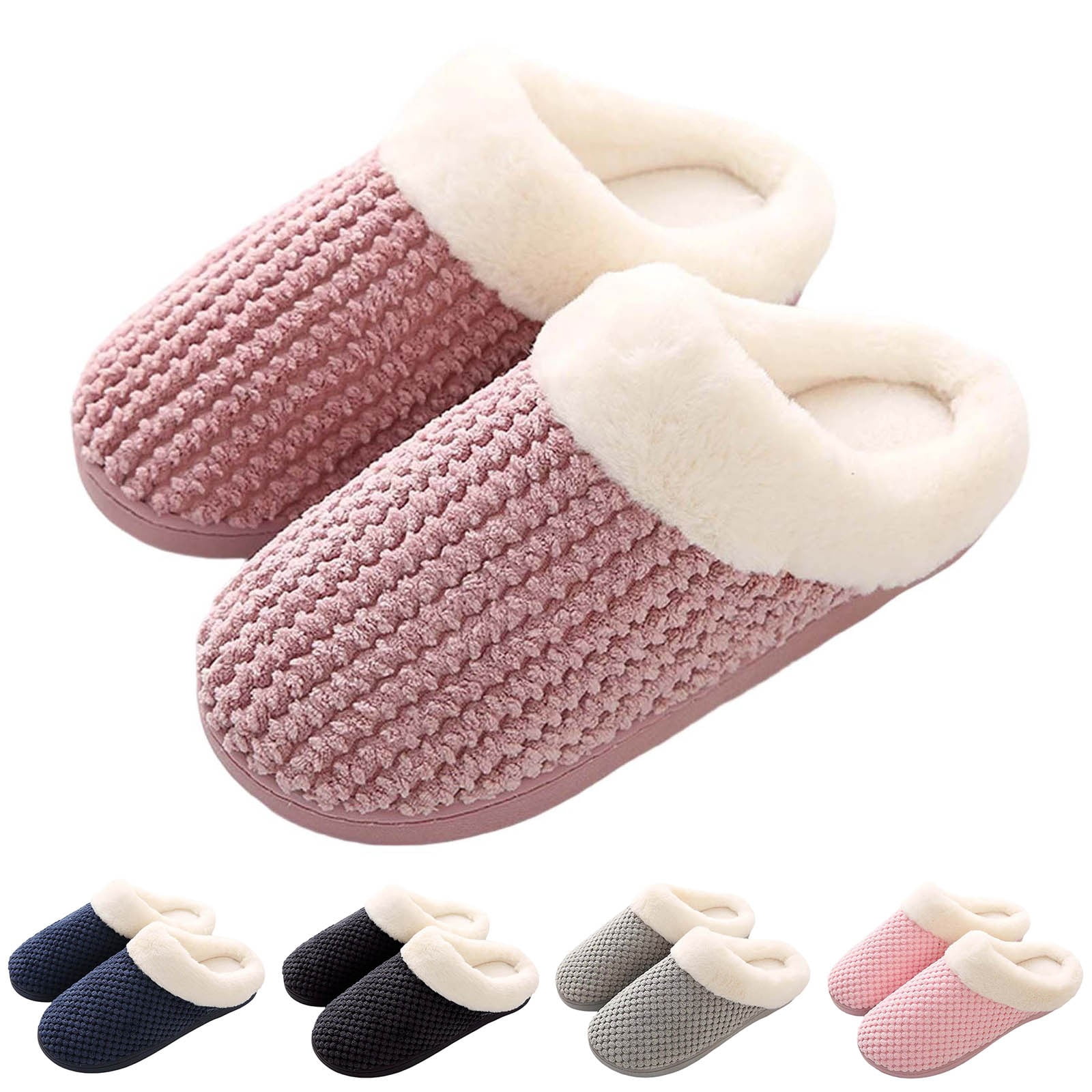 Bowtie Slippers Women's Comfort Memory Foam House Slippers Plush Lining ...