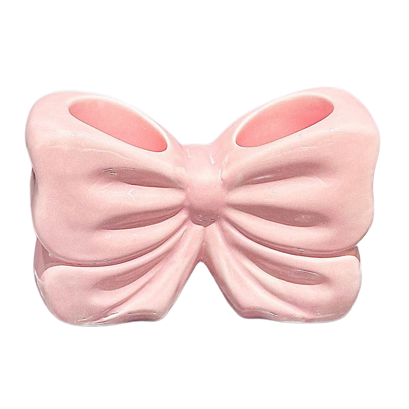 Bowtie Toothbrush Holders Pink and White Ceramic bow Shaped Toothbrush ...