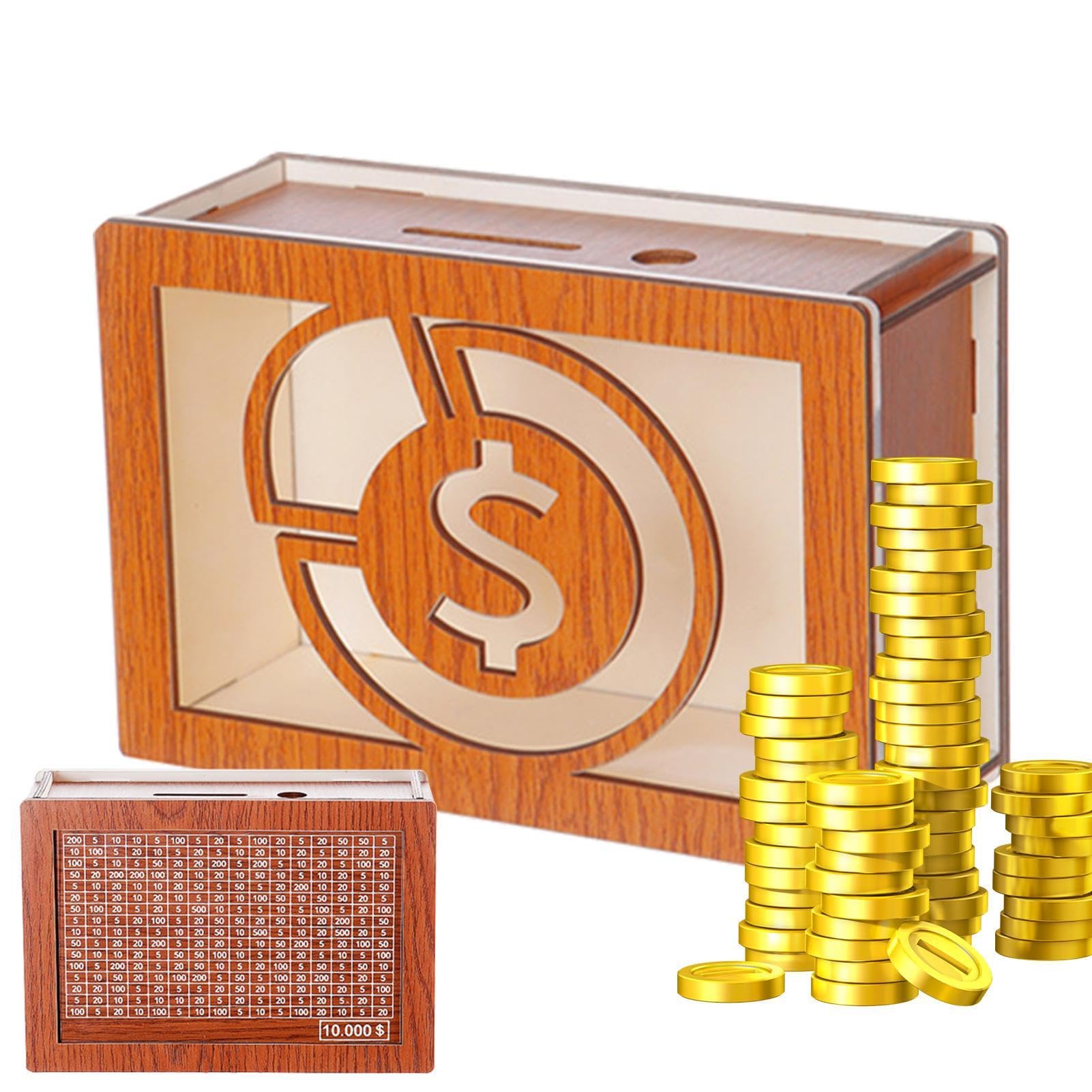 Box 10000, Money Saving Box Challenge, Wooden Money Box With Counter ...