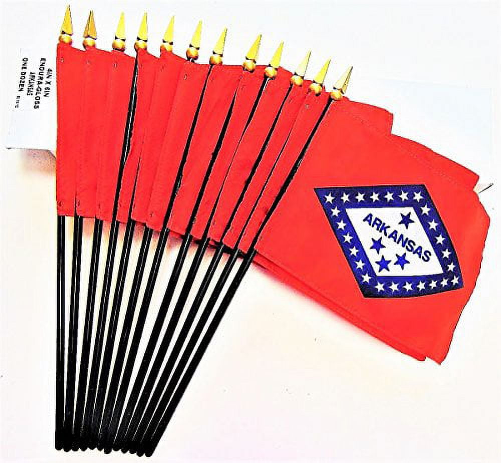 Box of 12 Arkansas 4"x6" Miniature Desk & Table Flags; 12 American Made ...
