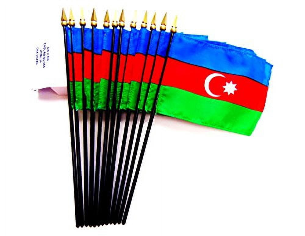 Box of 12 Mini Azerbaijan Desk & Table Flags (4"x6") - High-Quality ...