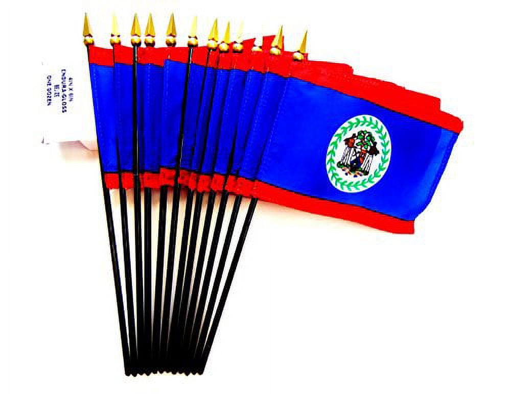Box of 12 Mini Belize Desk & Table Flags (4"x6") - High-Quality ...