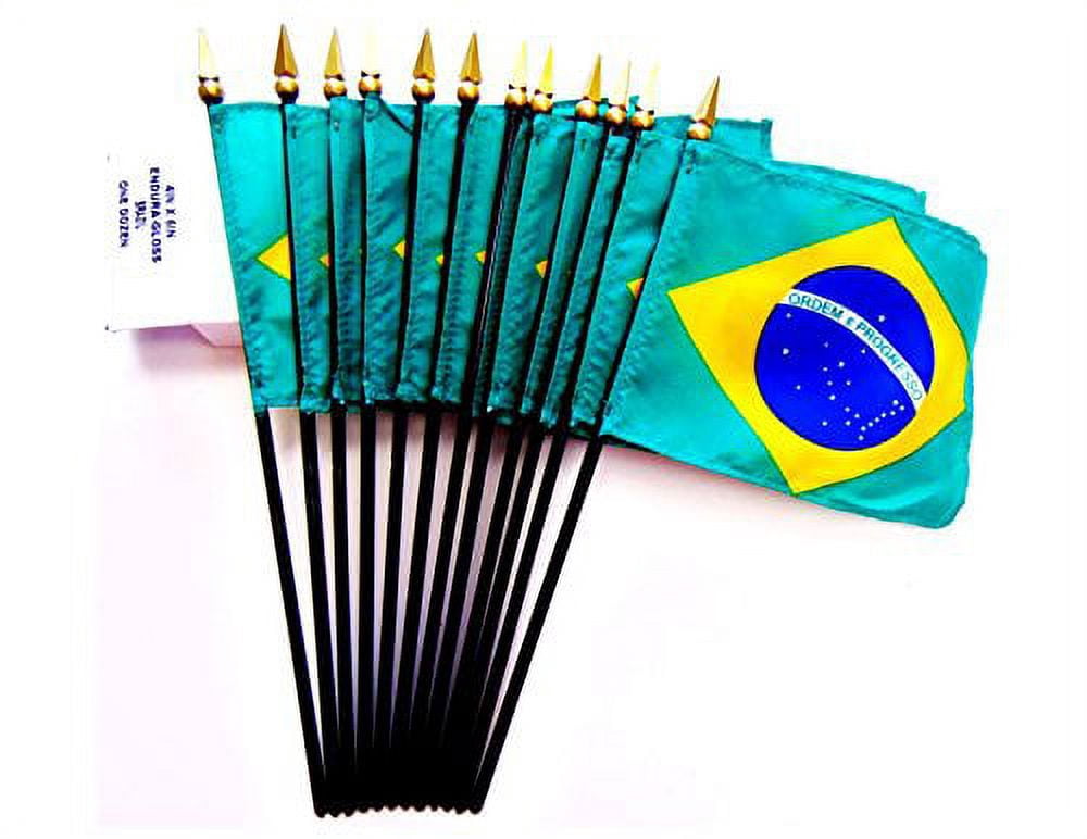 Box of 12 Mini Brazil Desk & Table Flags (4"x6") - High-Quality ...